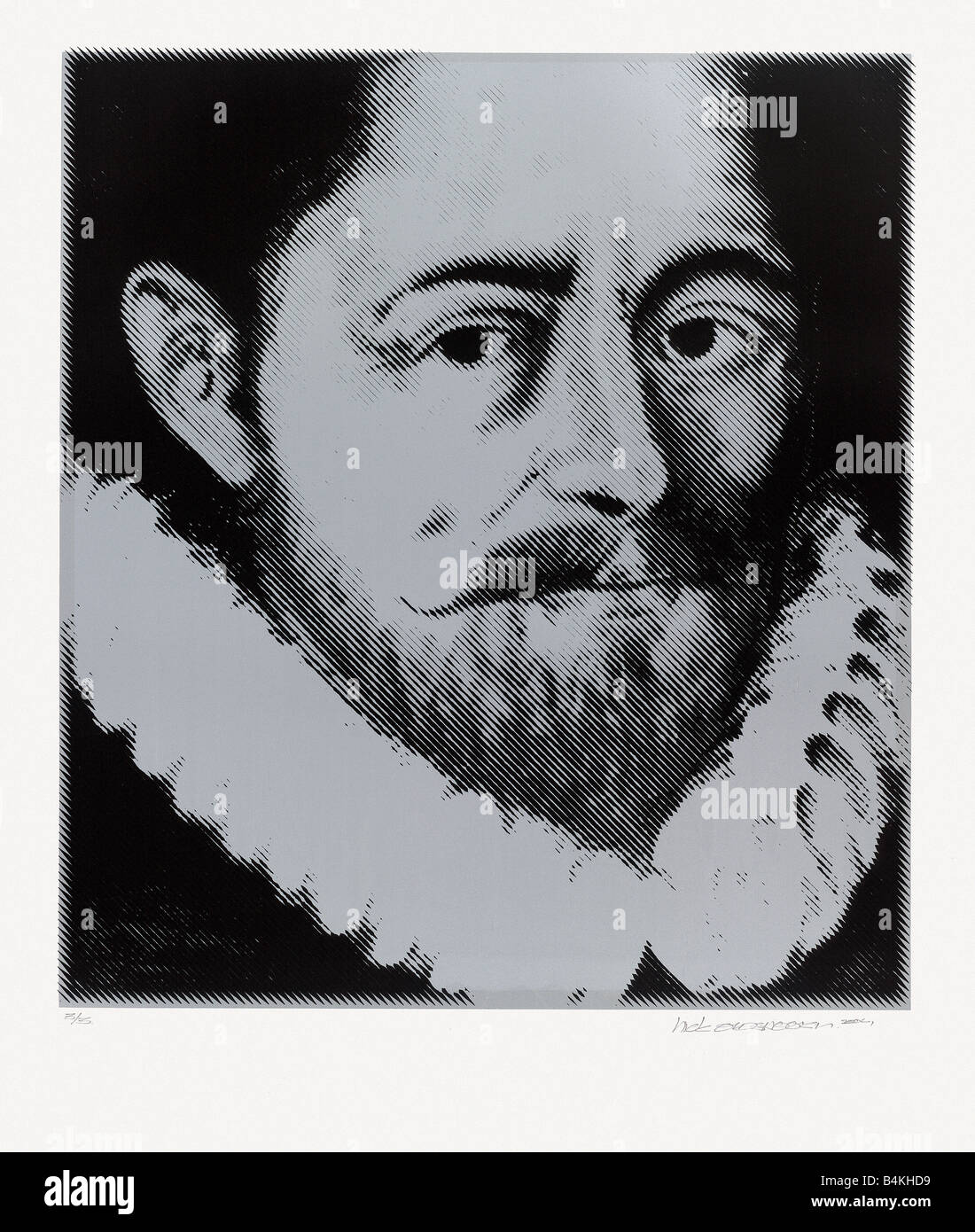 Simon Stevin,1548-1620,scientist, silkscreen made of a painting by nick ...