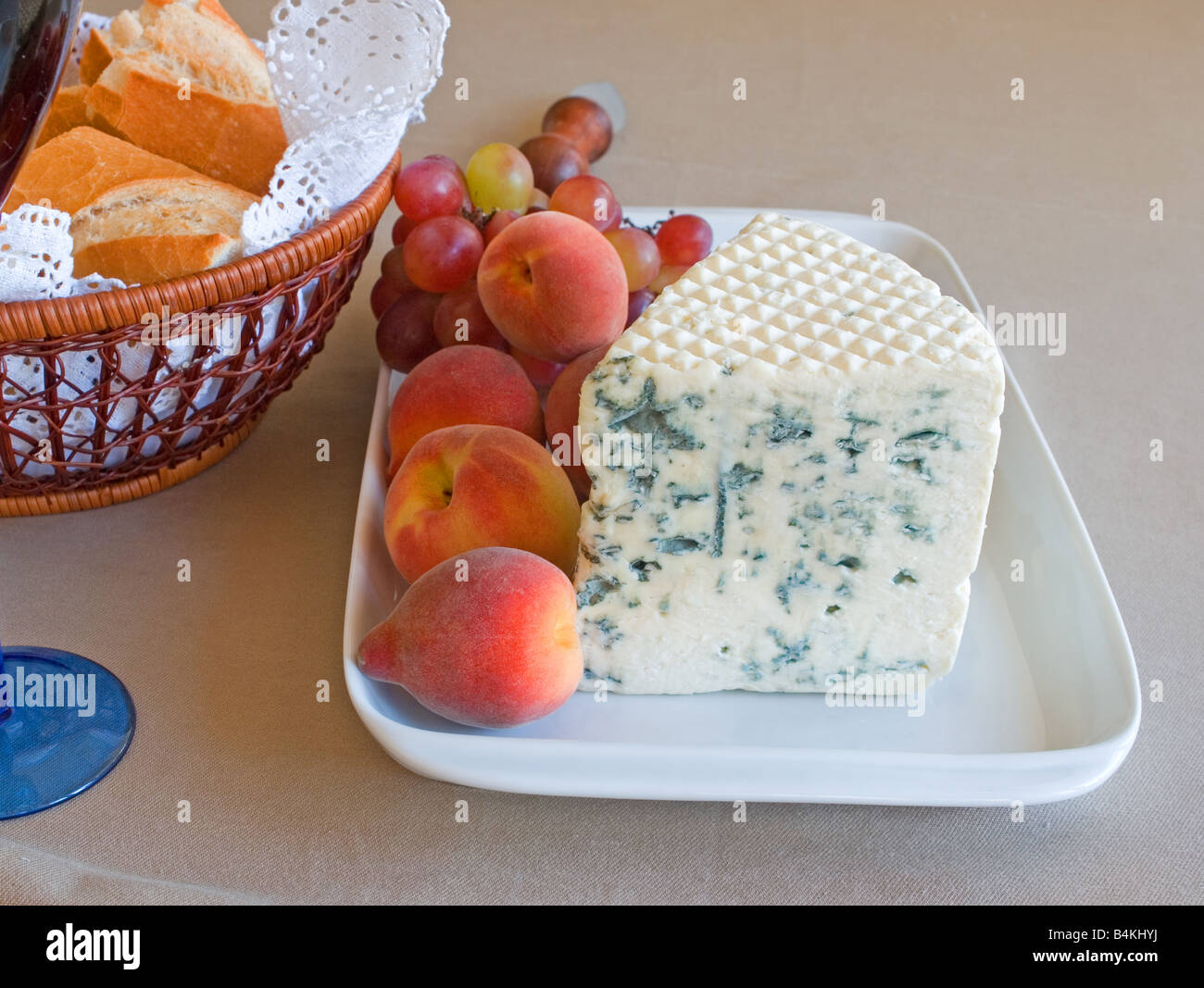 Cheese Platter With Cheese And Fruit Stock Photo Alamy