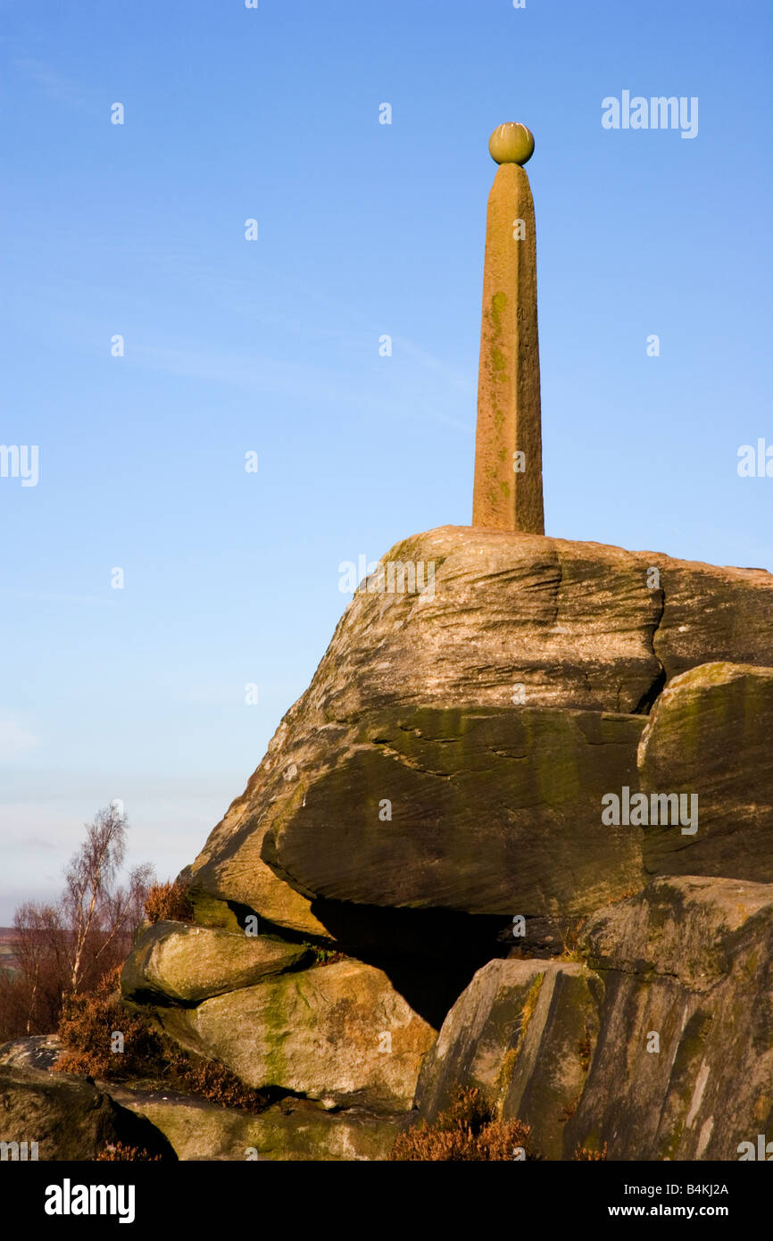 View of Nelsons Monument at Birchen Edge in the Peak District in ...