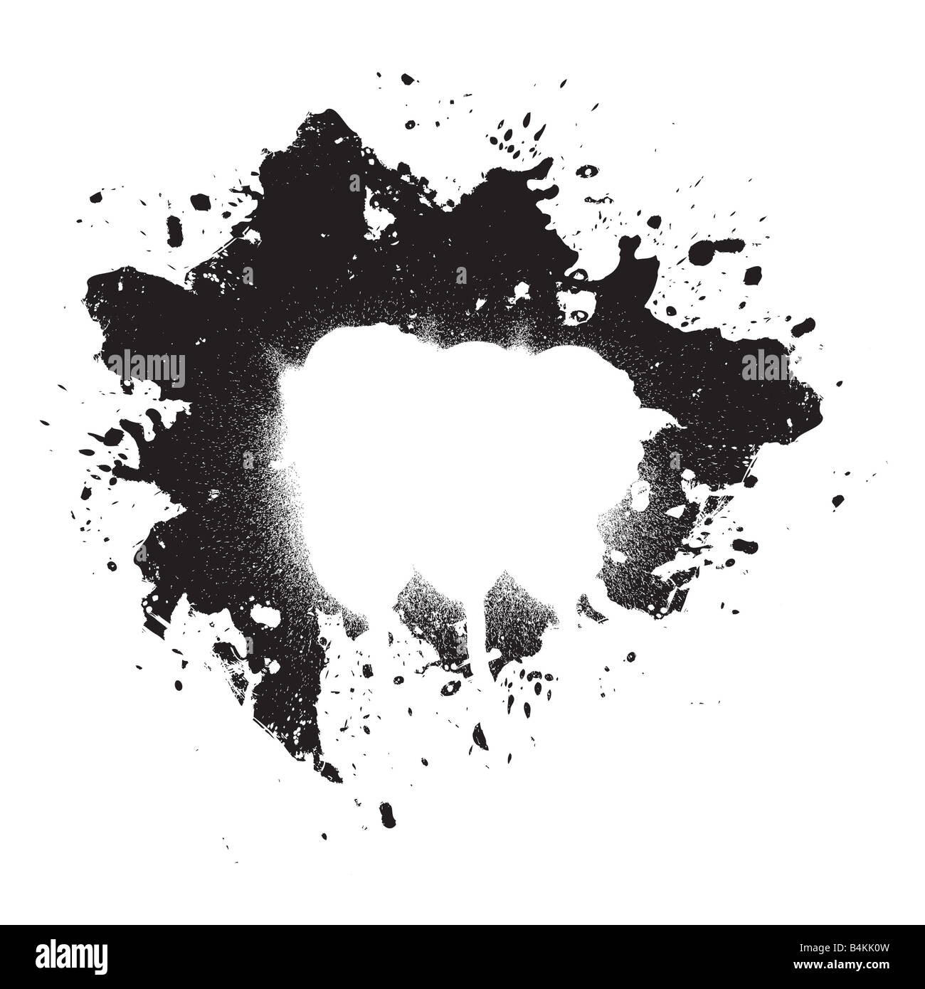 An abstract paint splatter frame in black and white This vector element ...