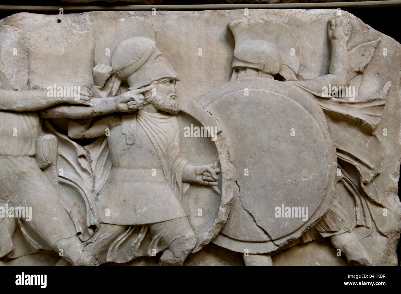 Large frieze warriors shield archer Greek greece Stock Photo - Alamy