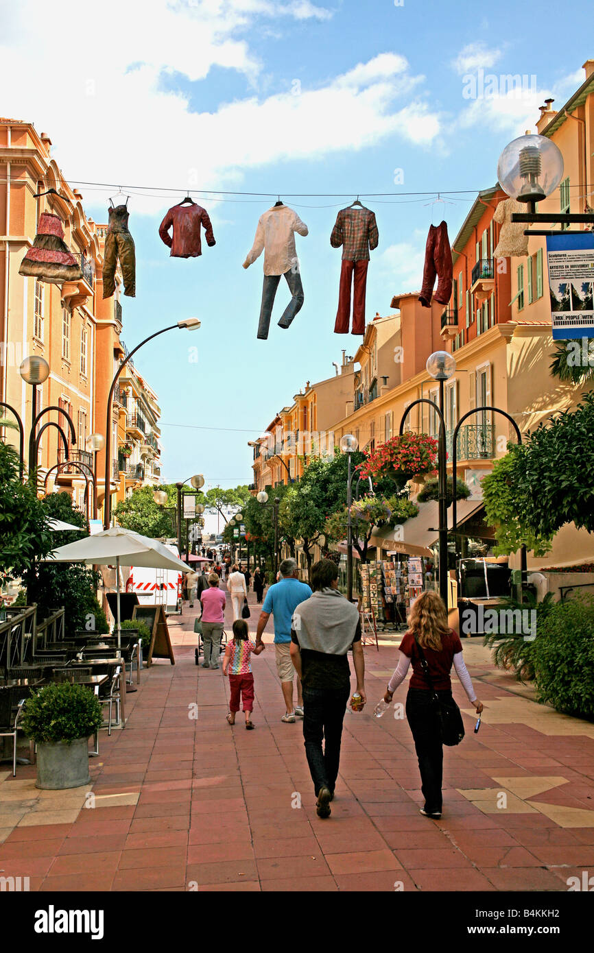 artwork on display above a Monaco Street,Monte Carlo Stock Photo - Alamy