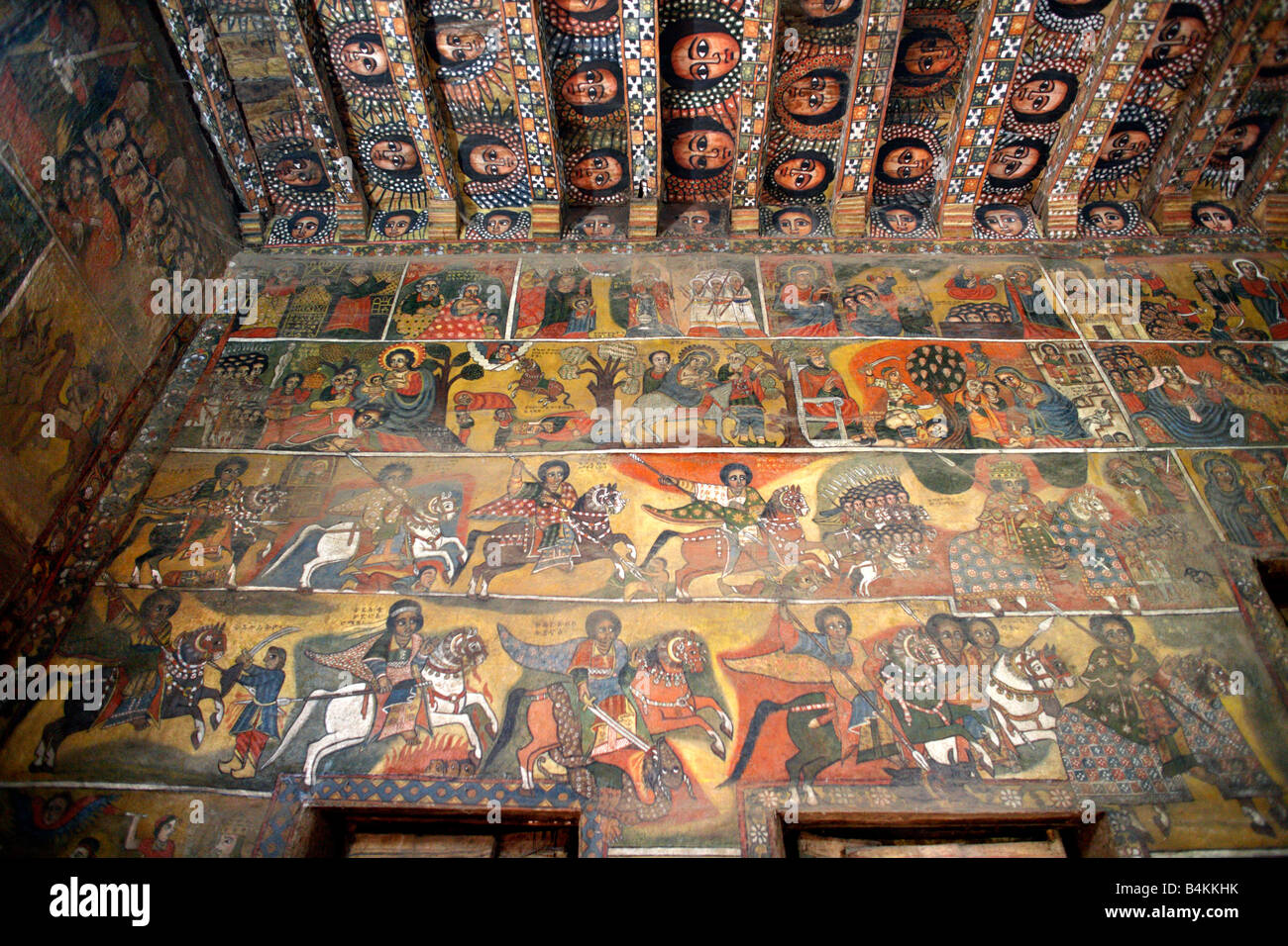 The interior of Debre Berhan Selassie Church, Gondar, Ethiopia Stock ...