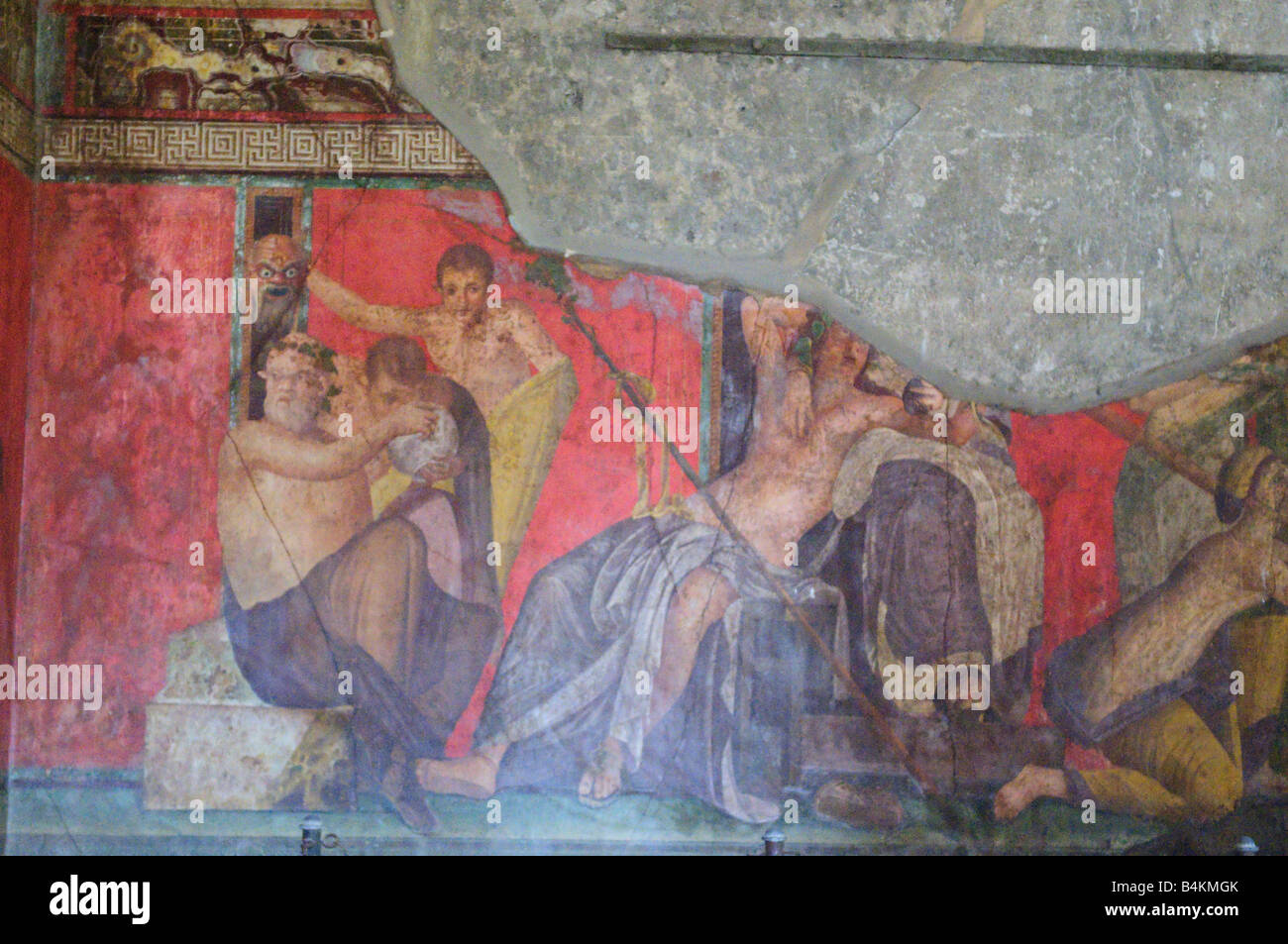 Detail of the fresco in the Villa of the Mysteries in Pompeii Stock ...