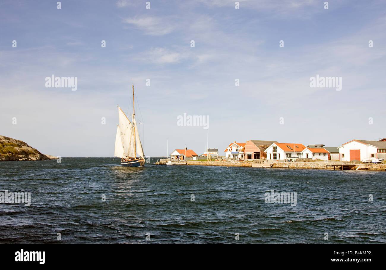 A yacht entering the strait between the island of Marstrand and the ...