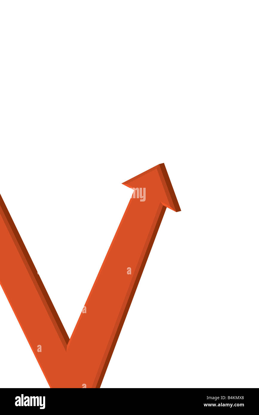A 3d red arrow on an upward trend isolated over white Stock Photo - Alamy