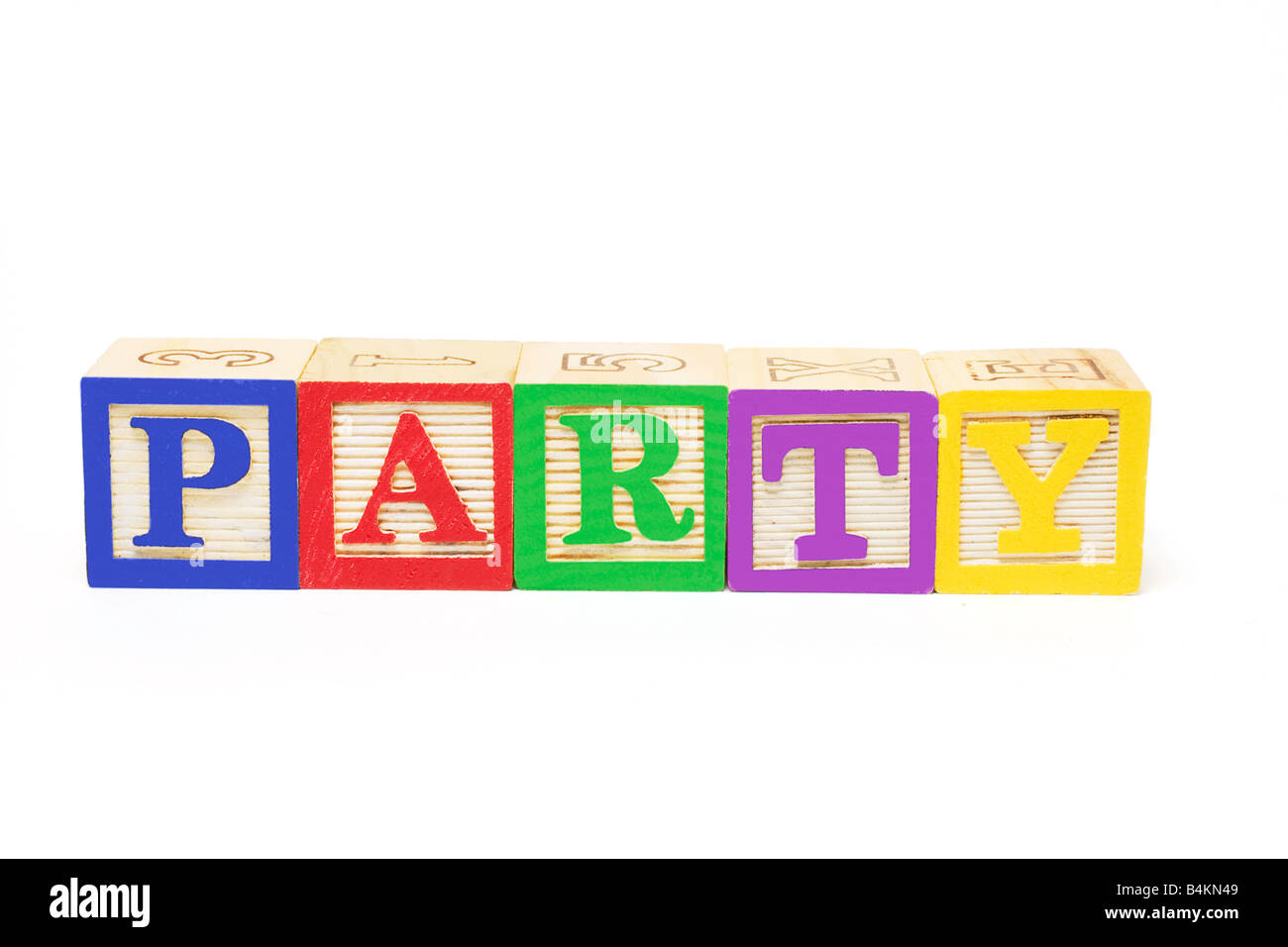 Party word letters blocks Cut Out Stock Images & Pictures - Alamy