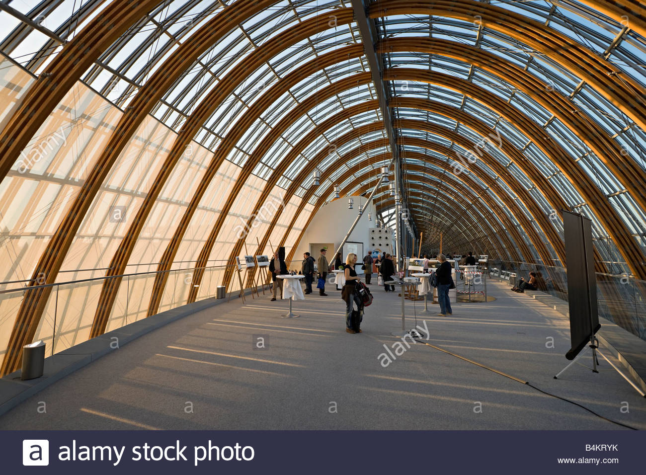 modern architecture barrel vault roof attic wood glass construction ...