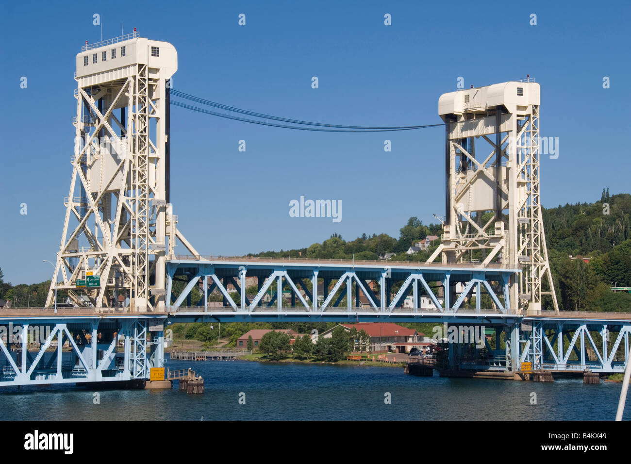 The Portage Canal and lift bridge between the cities of Houghton and ...