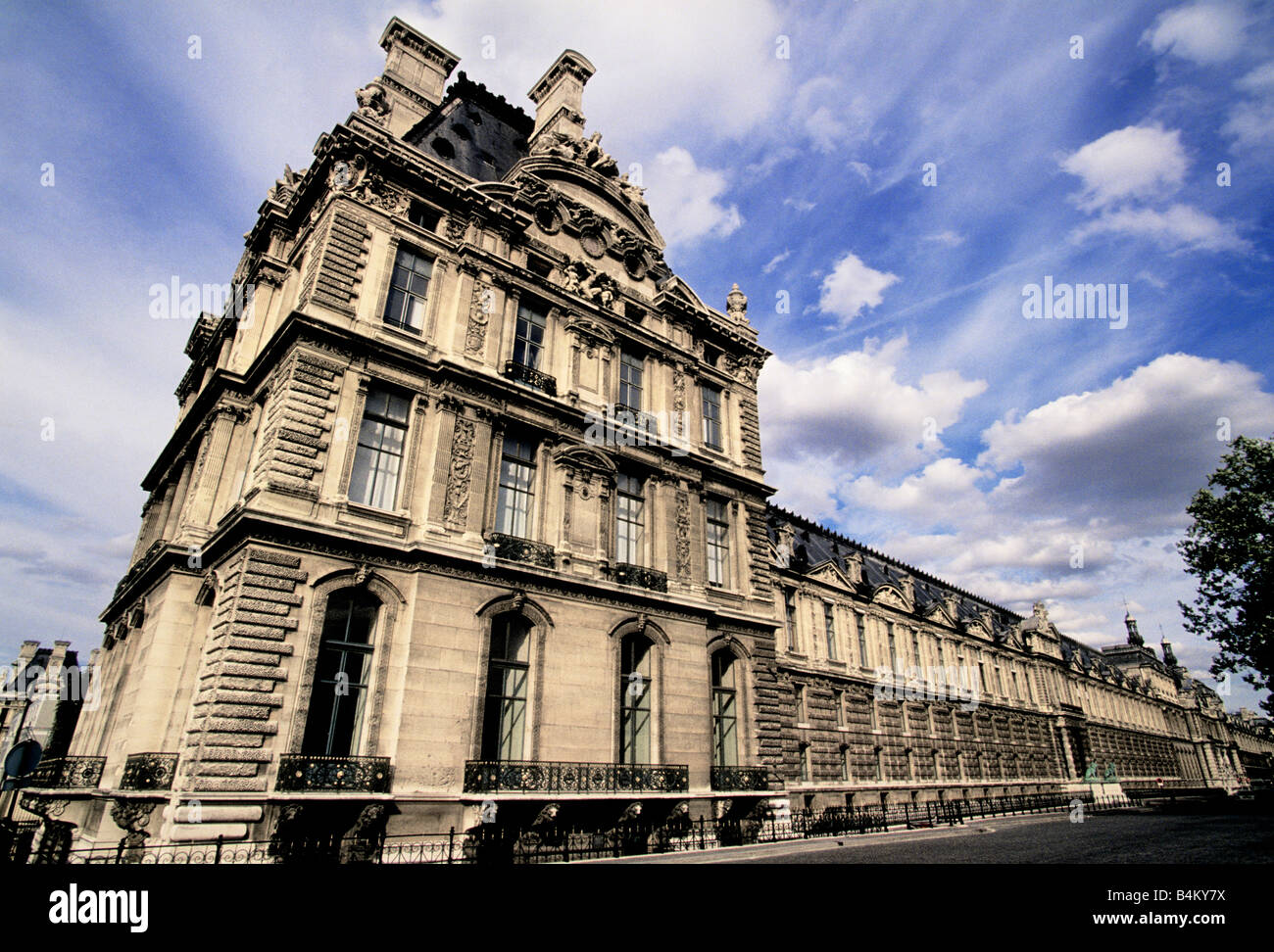 Louvre Museum, Paris. Building exterior. Historic landmark palace on ...