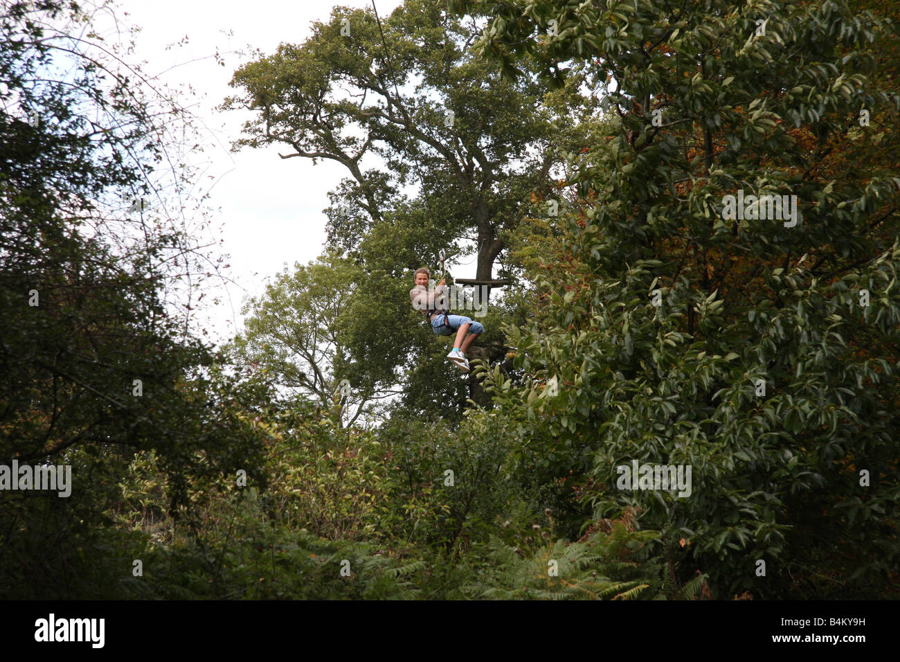 Girl on a zip wire Stock Photo - Alamy