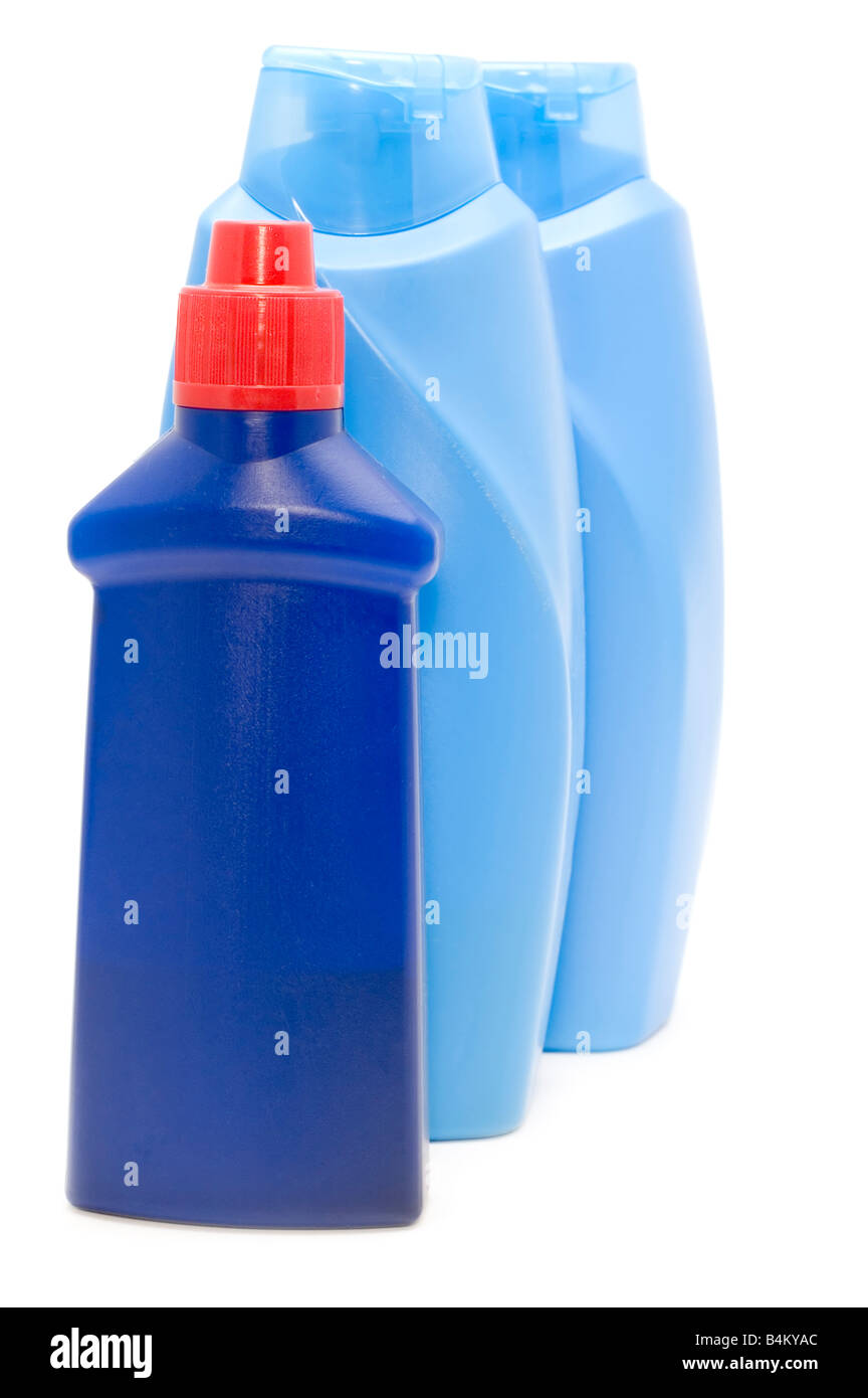 object on white kitchen utensil Blue plastic bottle Stock Photo - Alamy