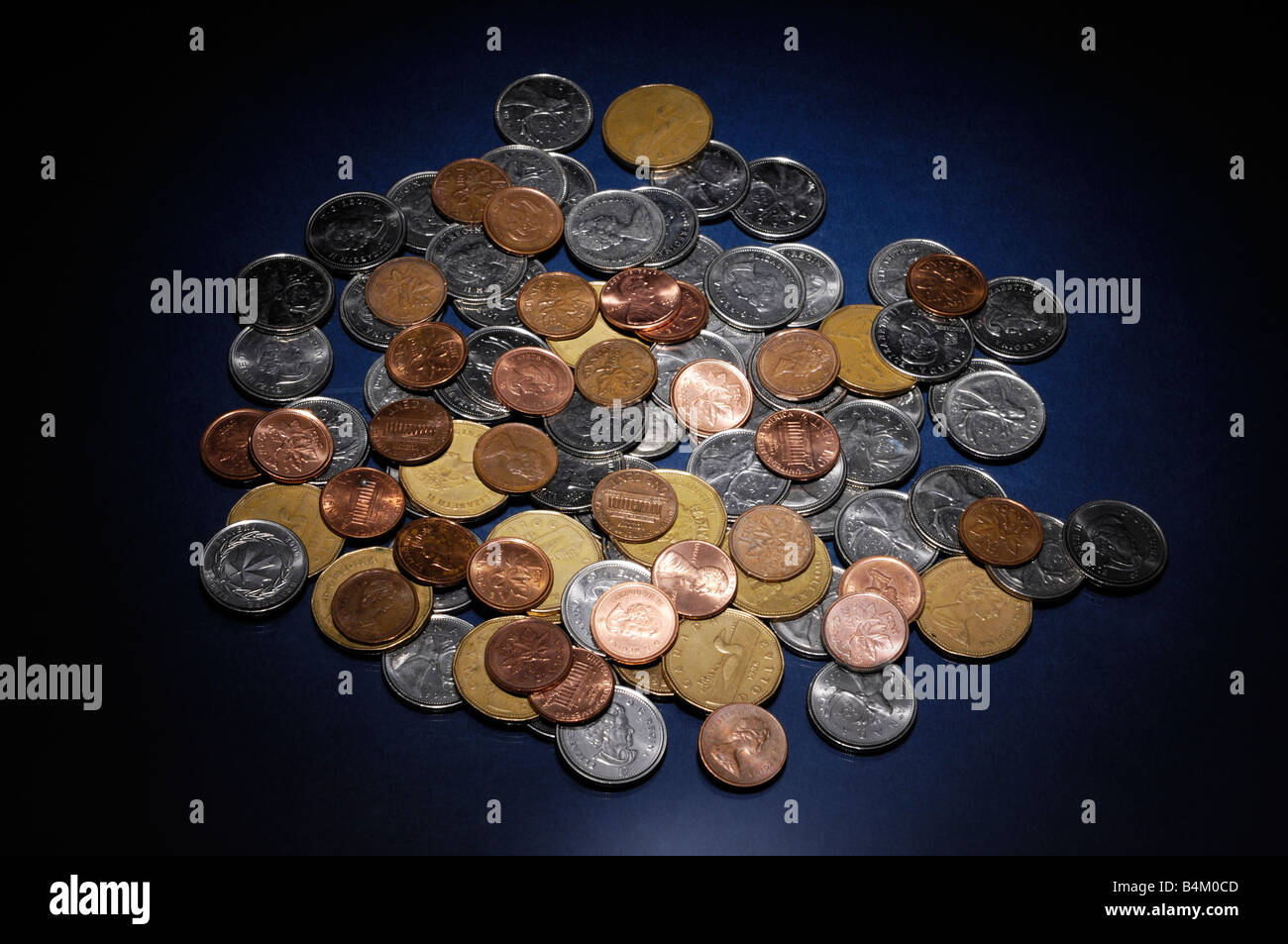 Canadian coins money texture background hi-res stock photography and ...