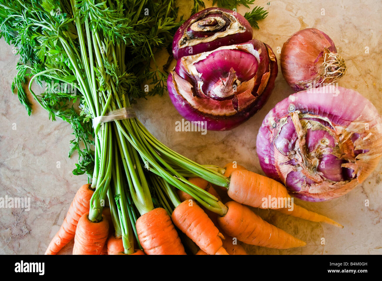 vegetables on top of a marble table Stock Photo - Alamy