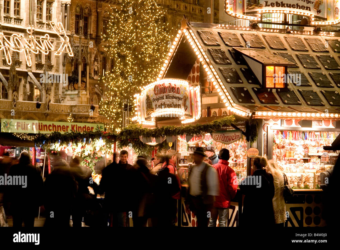 EU DE Germany Bavaria Munich Christkindlmarkt at Marienplatz Christmas ...