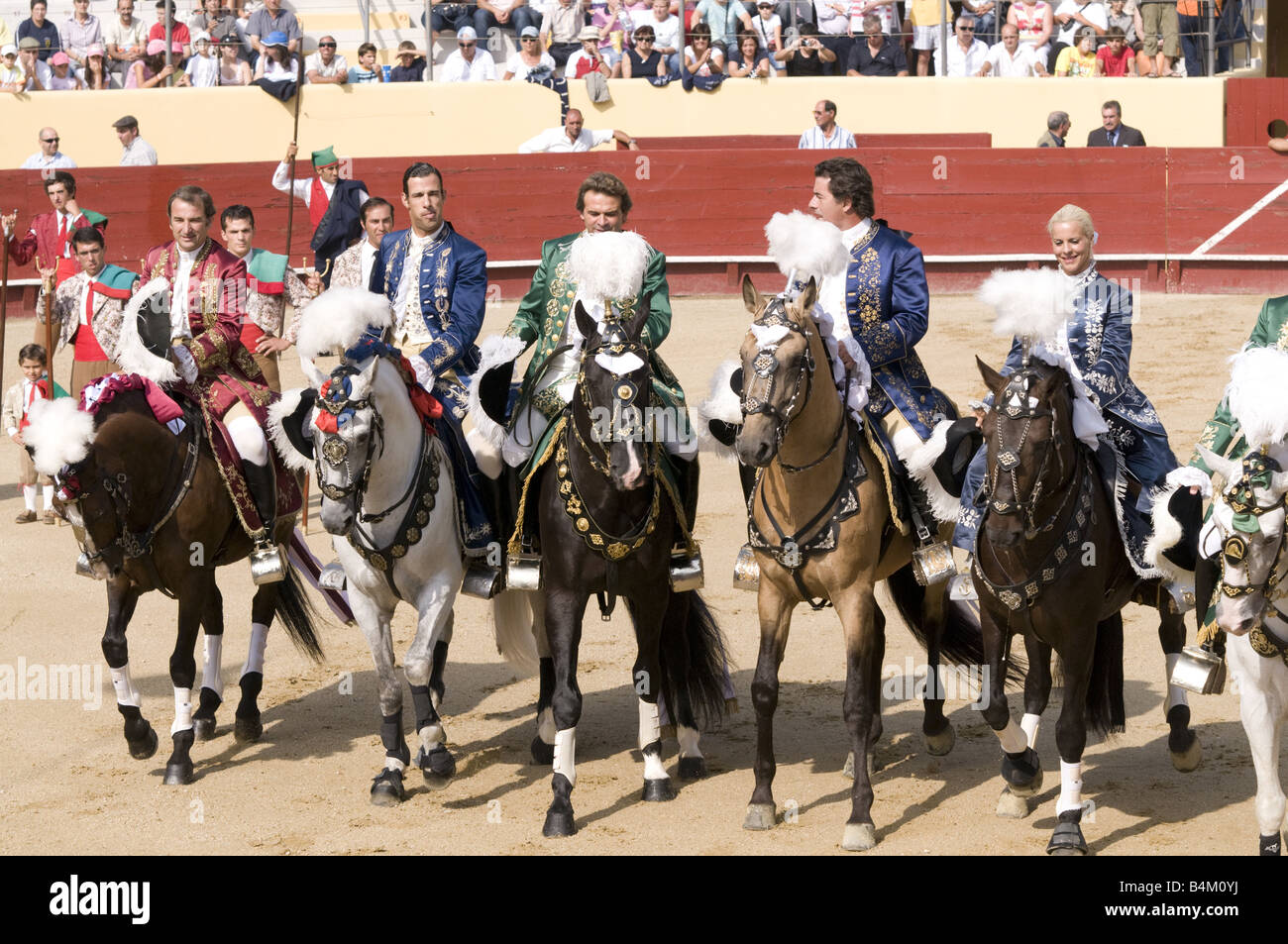 horse bullfighters before the bullfight. Portugal Stock Photo - Alamy