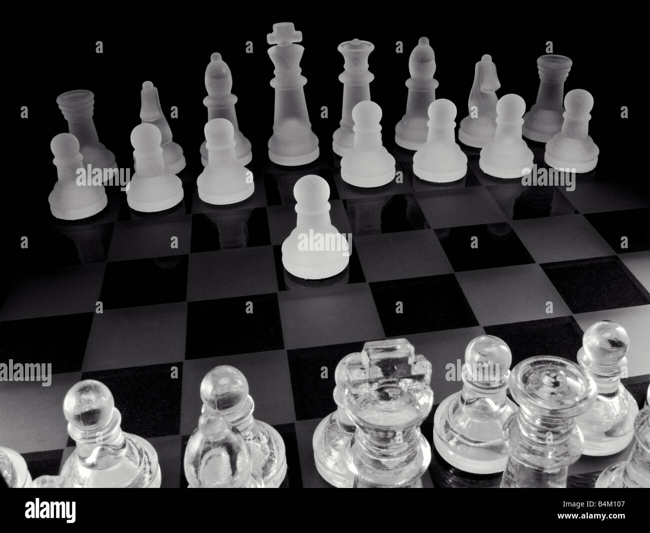 Glass Chess Set on Black Background Stock Photo - Alamy