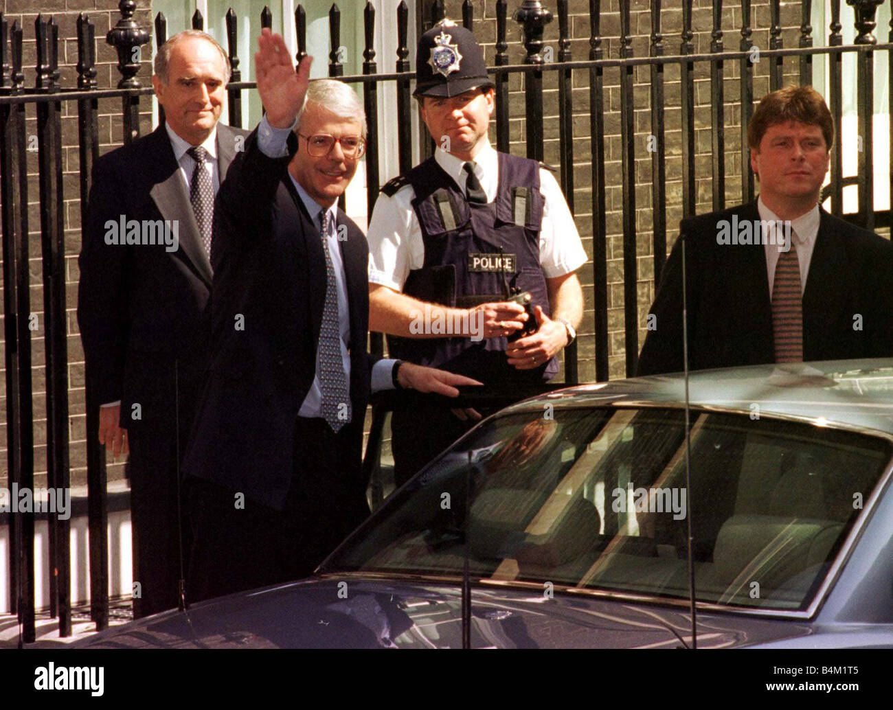 John Major MP former Tory Conservative Prime minister waves to crowds ...