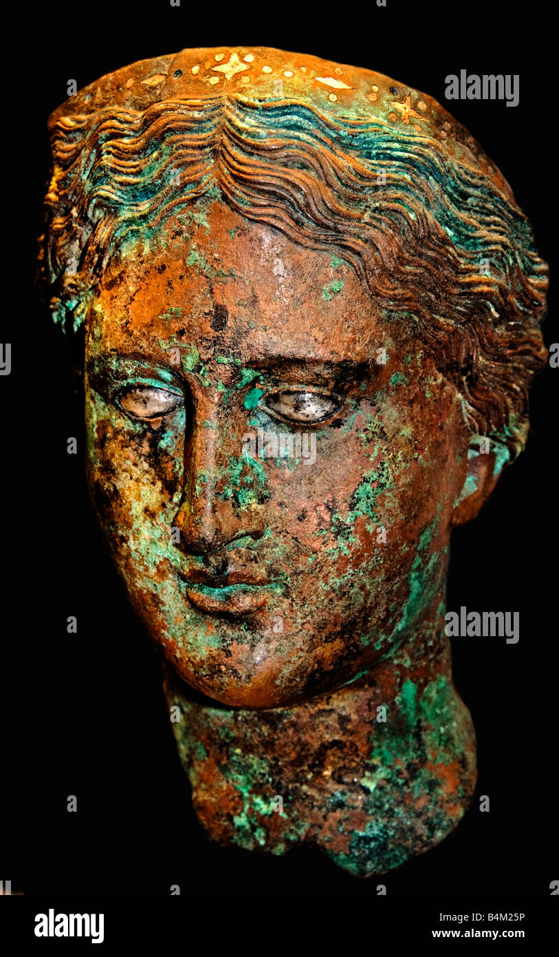 bronze head Woman or goddess 150-100 Mersin Cilicia italy italian Stock ...