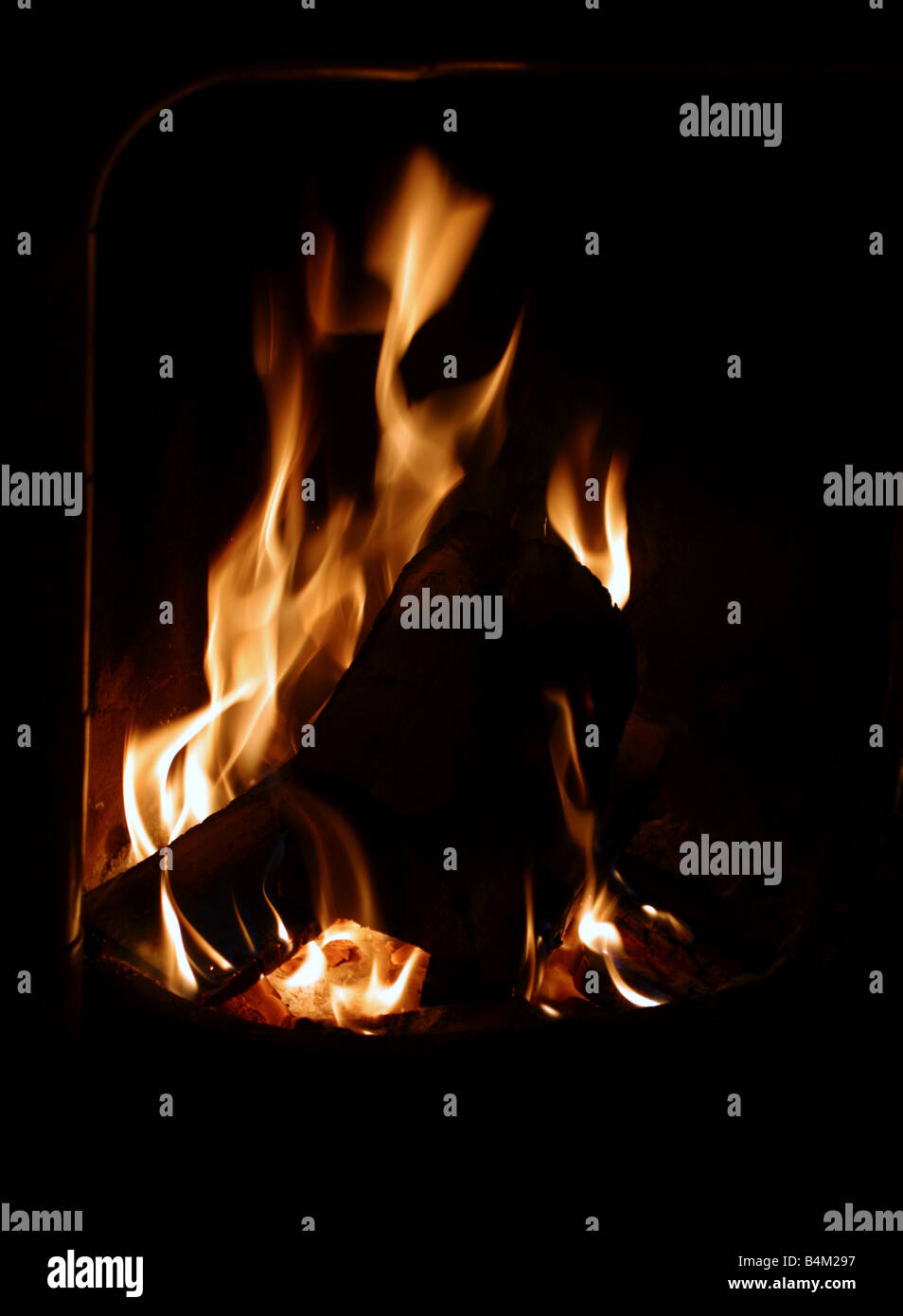 Detailed view of flames from a log fire Stock Photo - Alamy