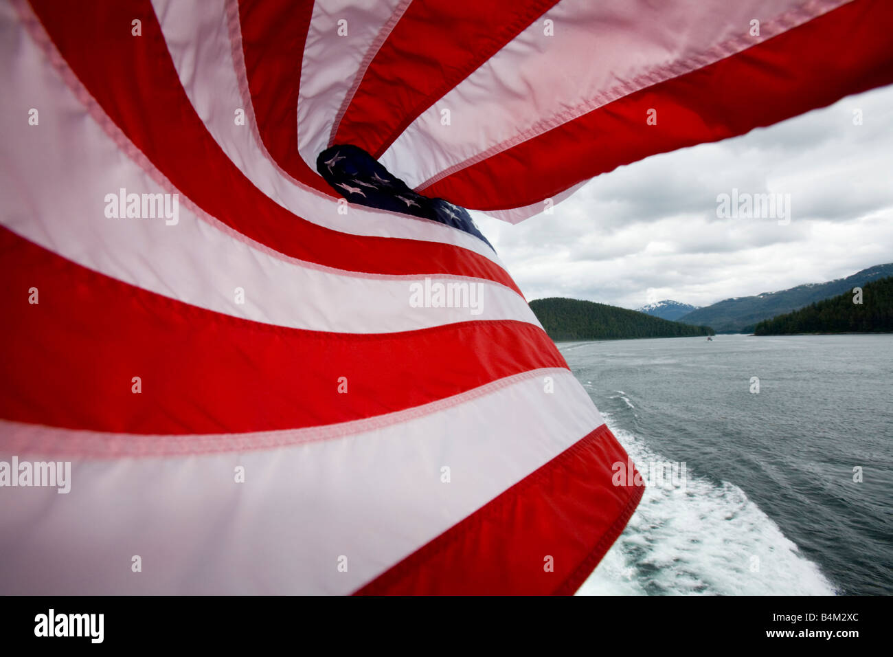 Flag flying on an Alaska Ferry Stock Photo - Alamy