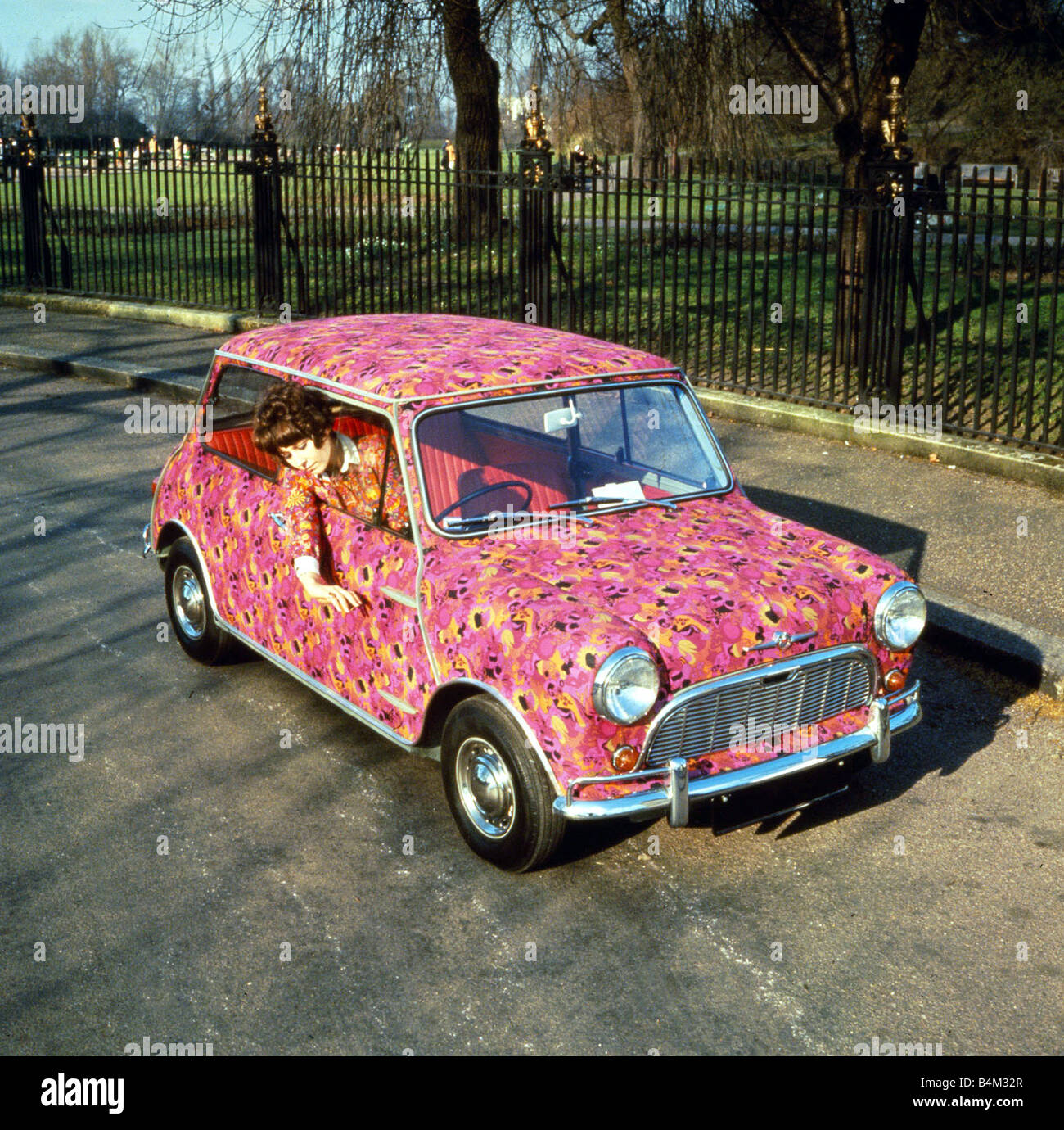 Sandra Ford driving her paisley coloured Mini February 1969 1960s ...
