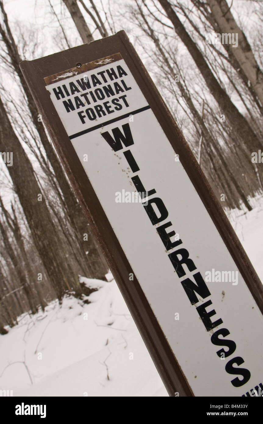 Signs in the Hiawatha National Forest in Michigan Upper Peninsula ...