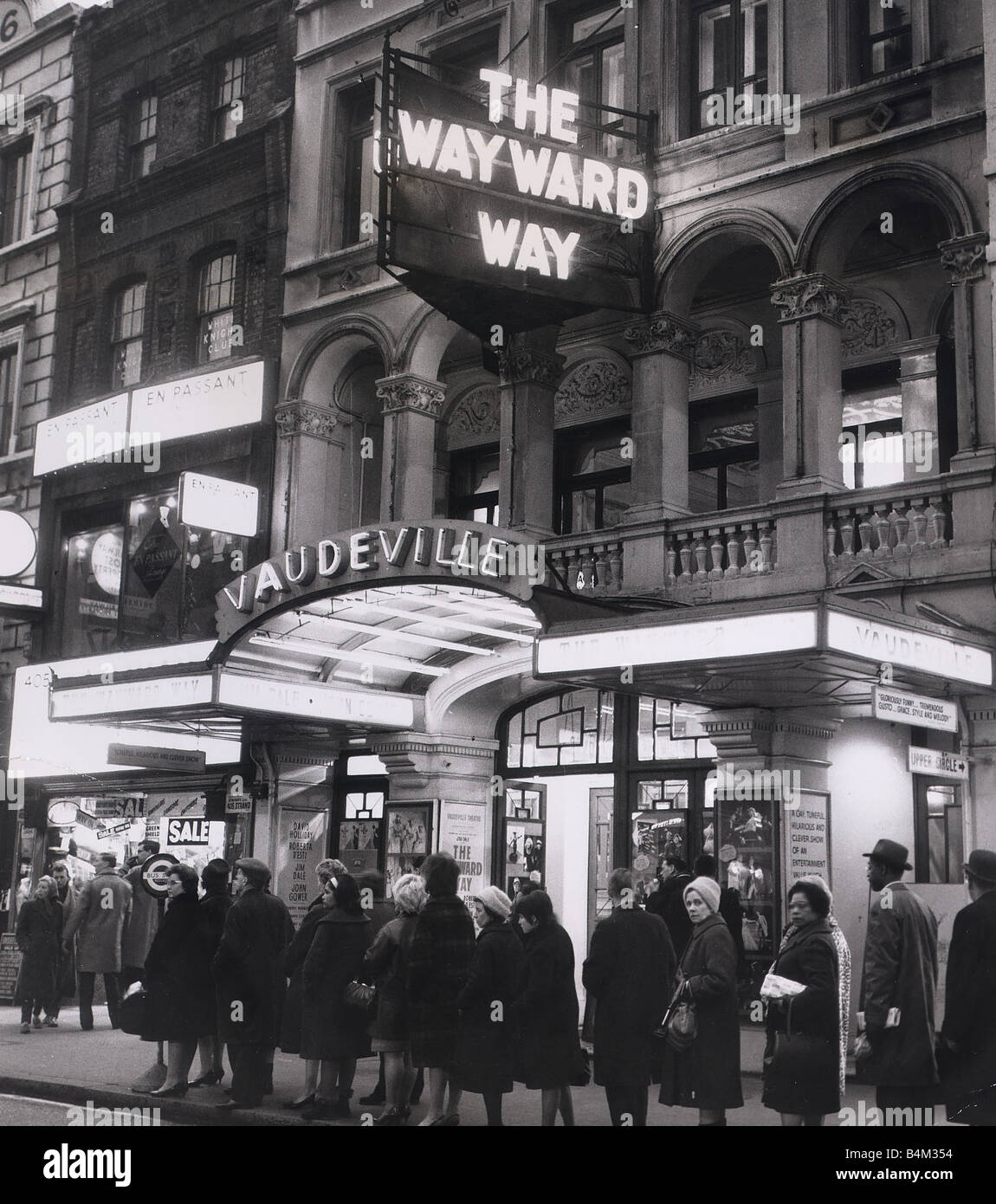 Neon lights advertise the play The Wayward Way outside the Vaudeville ...