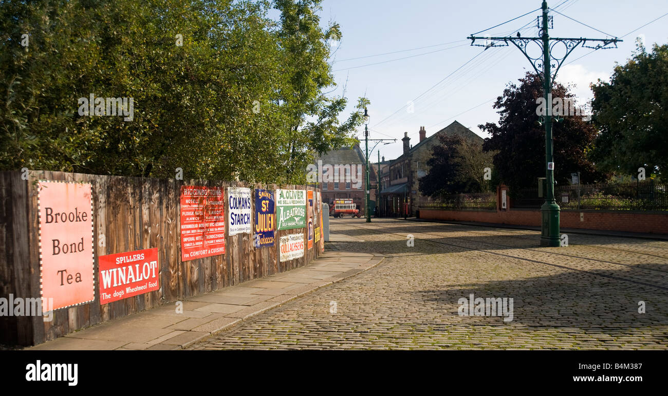 Advertising signs in the sunshine, Beamish Museum Co. Durham Stock ...