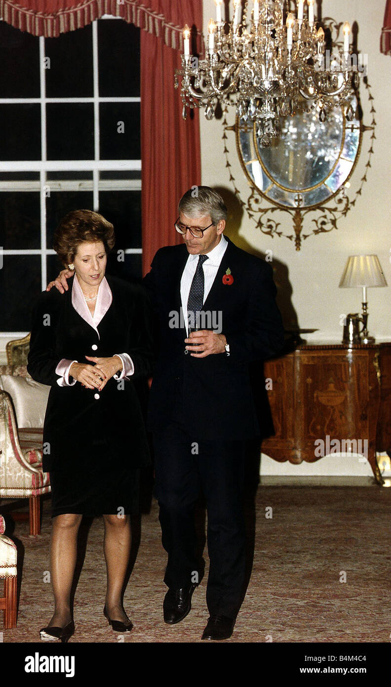 John Major with his wife walking through drawing room at 10 Downing ...
