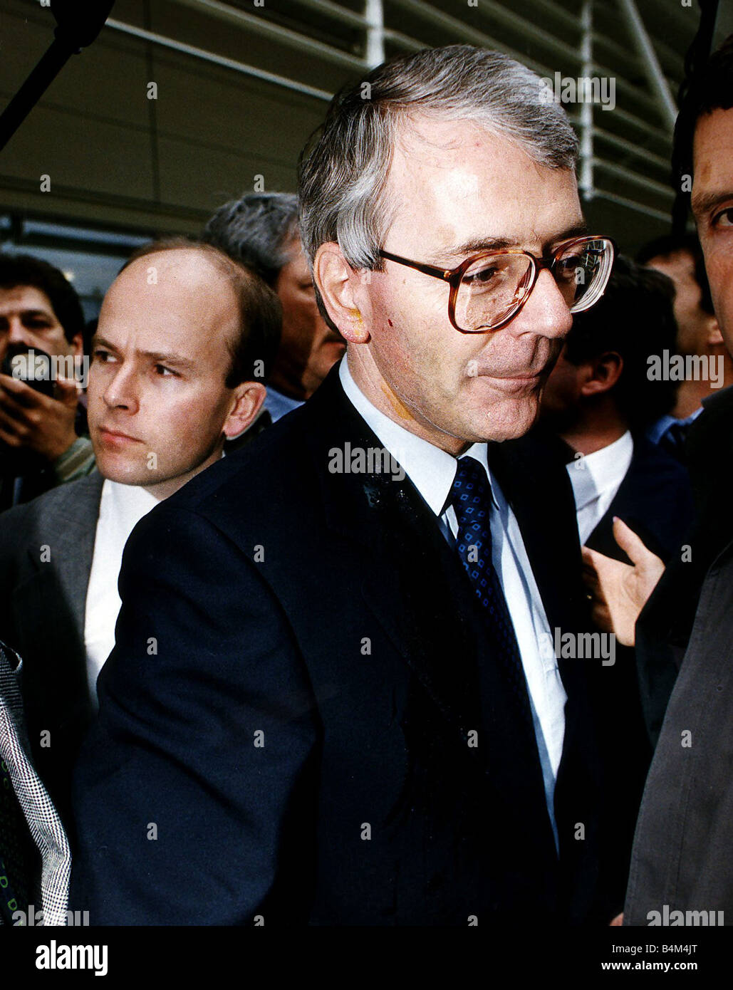 Prime Minister John Major after having egg thrown at him at Sainsburys ...