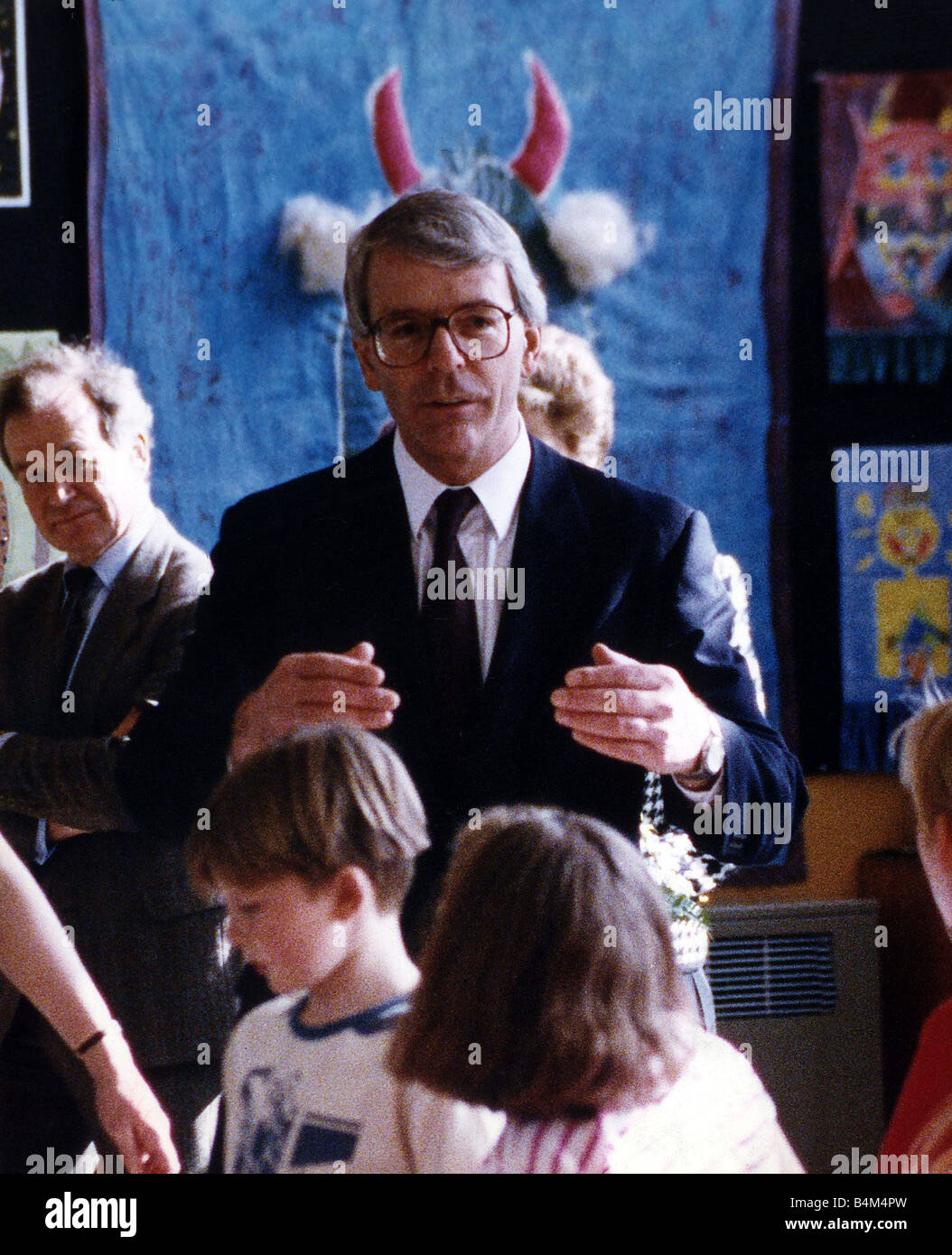 John Major Prime Minister with children during election campaign 1992 ...