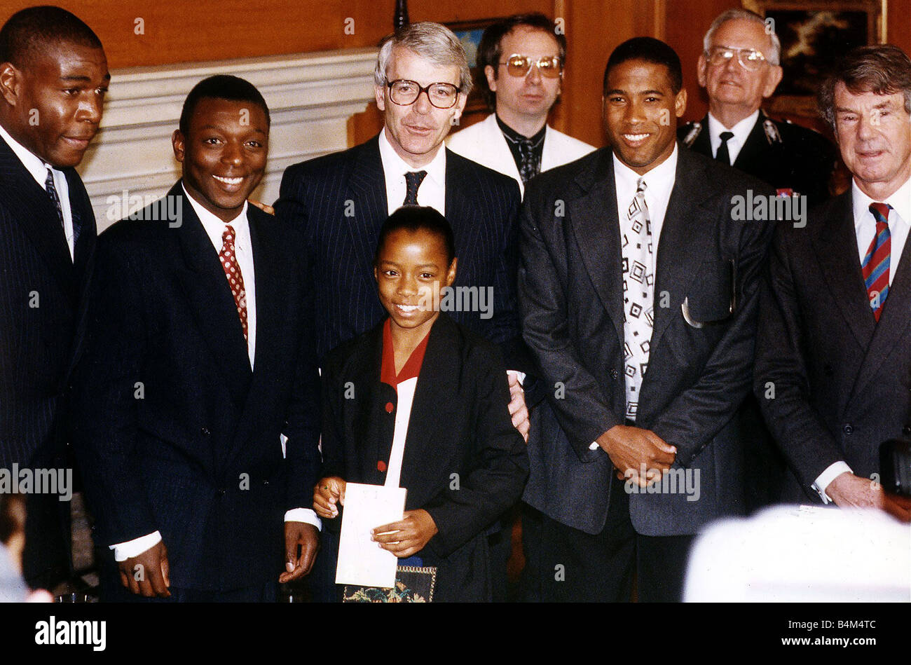 John Major British Prime Minister with footballers John Barnes Garth ...