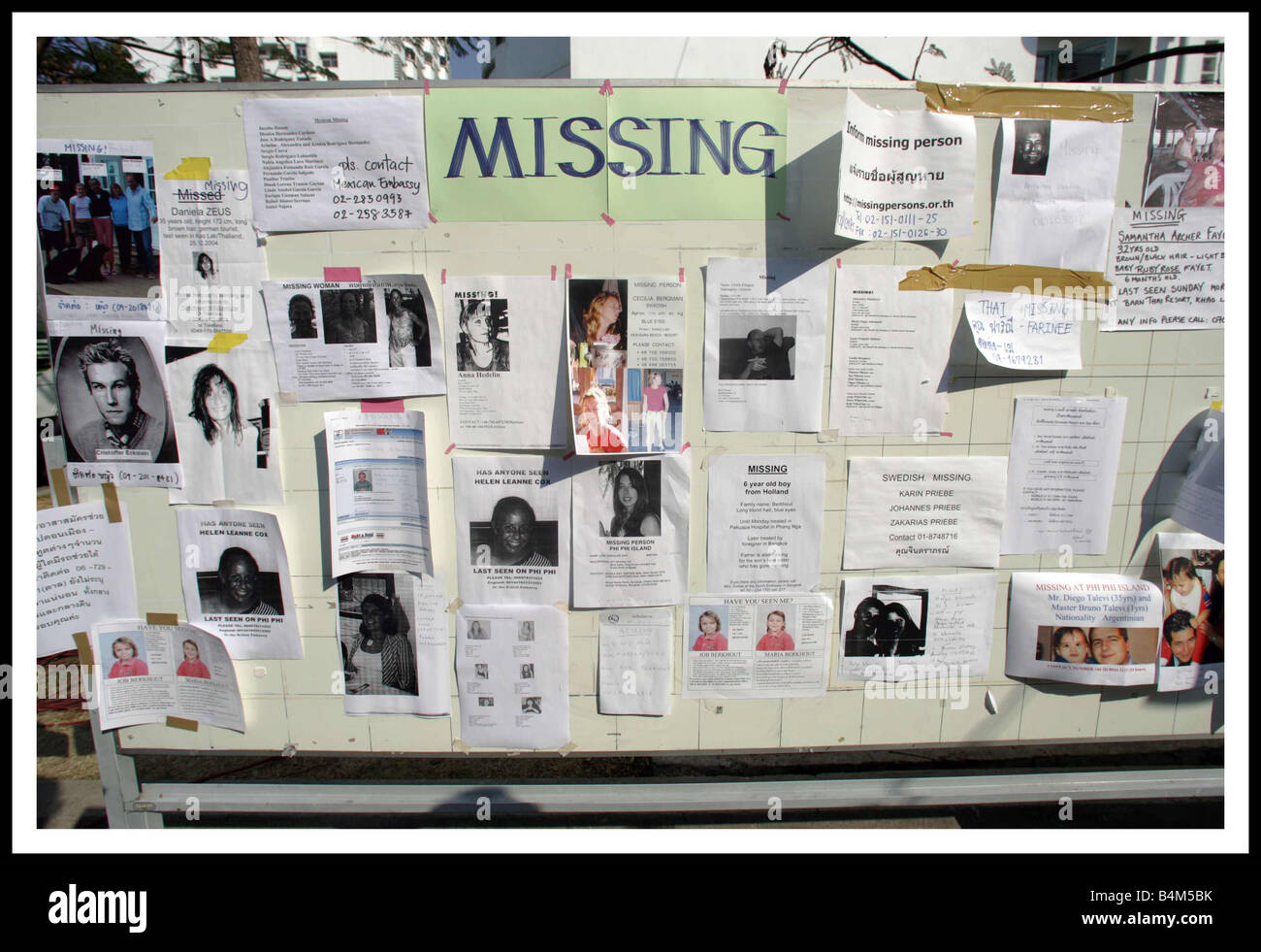 Tsunami disaster in Thailand December 2004 A Missing person center set ...