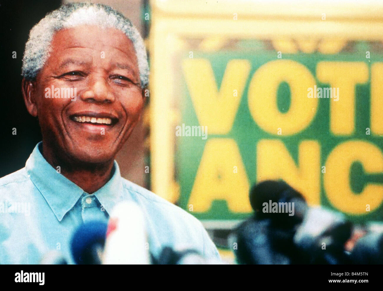 Nelson Mandela seen here campaigning during the South African elections ...