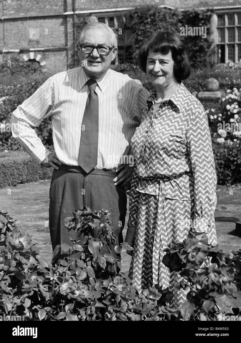 James Callaghan British Prime Minister with his wife 1978 in garden at ...