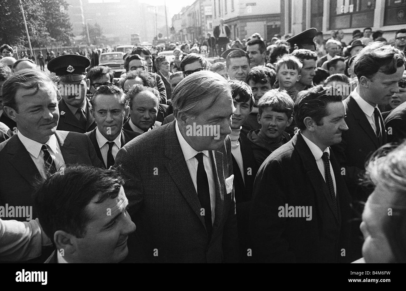 James Callaghan Aug 1969 visit to Belfast tour of The Falls area Stock ...