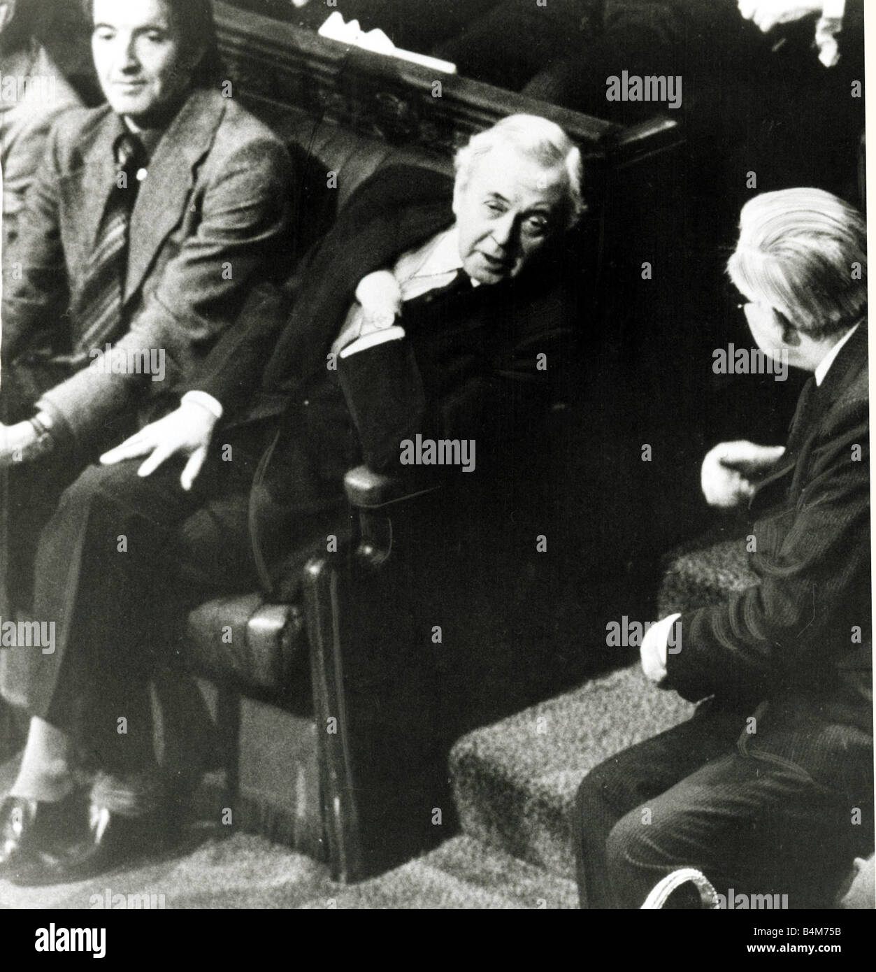 Prime Minister James Callaghan right and former Premier Sir Harold ...