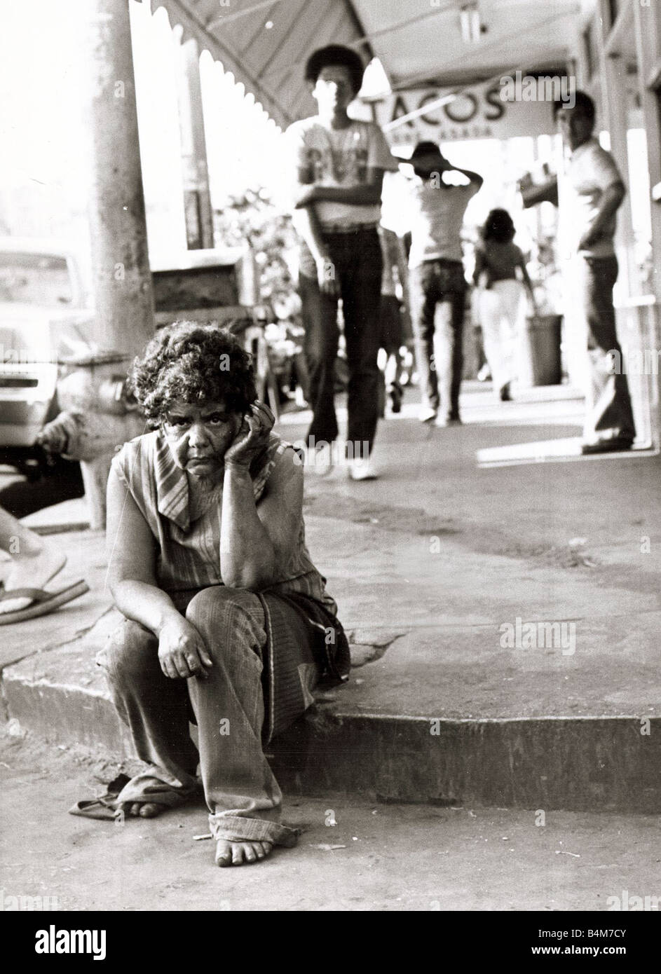 Street scene in Tijuana August 1977 homeless woman sitting on the ...