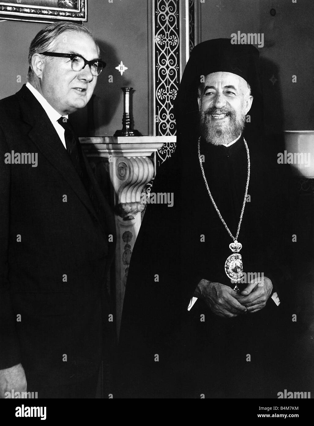 James Callaghan Labour MP meeting Archbishop Makarios Stock Photo - Alamy
