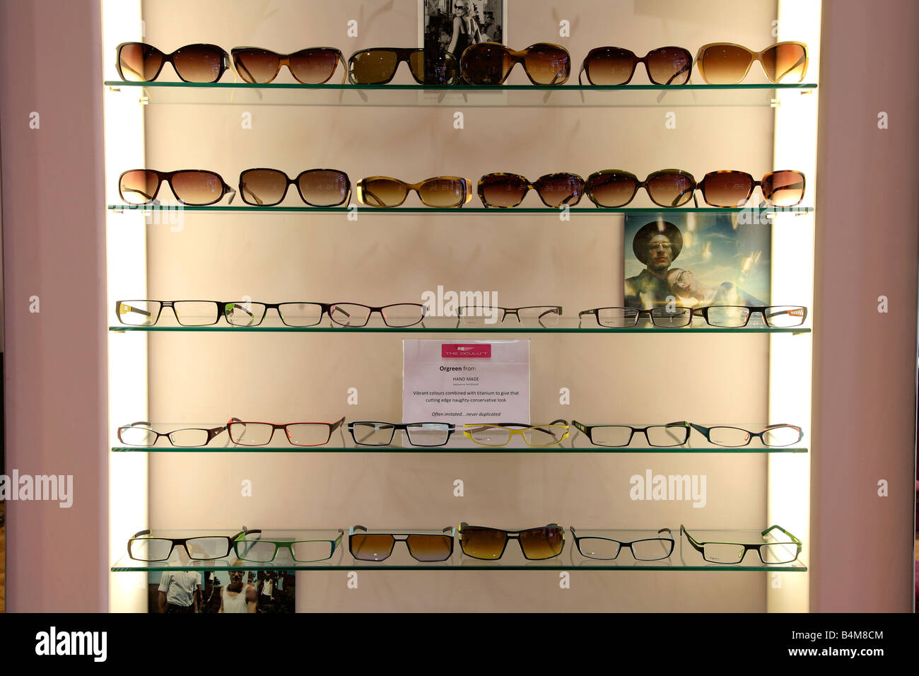 Designer Spectacle Glasses on display in a Trendy High Street Opticians ...