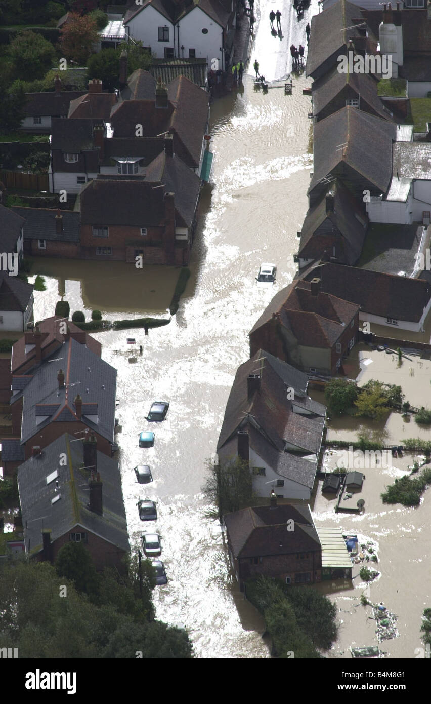 An aerial view of floods in Robertsbridge Sussex after six inches of ...