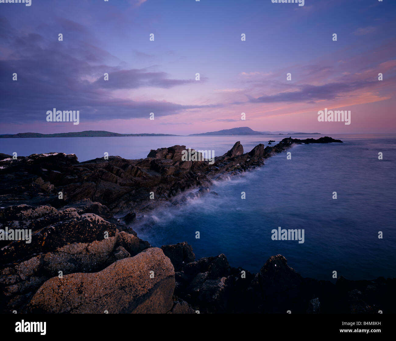Basalt extrusion and Scarba, Easdale, Argyll, Scotland, UK Stock Photo ...
