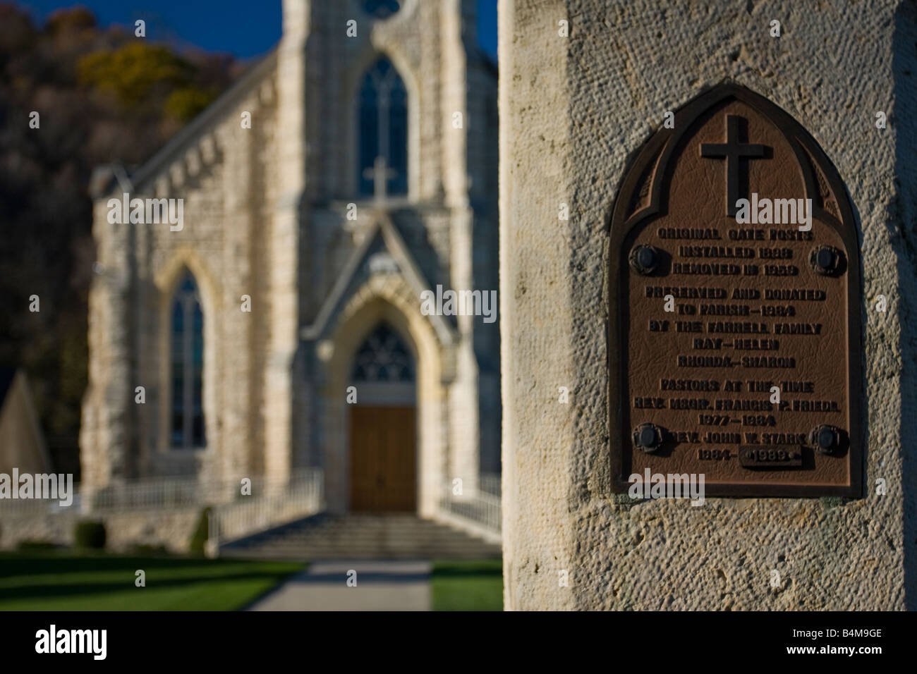 Church and front column of St. Joseph's Catholic Church in Elkader ...