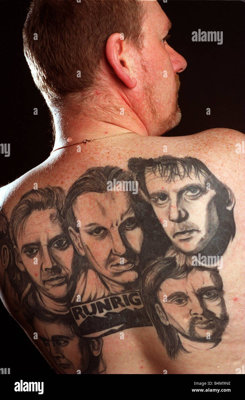 Andy Drummond who has the group Runrig tattoo ed on his back 1997 Stock ...