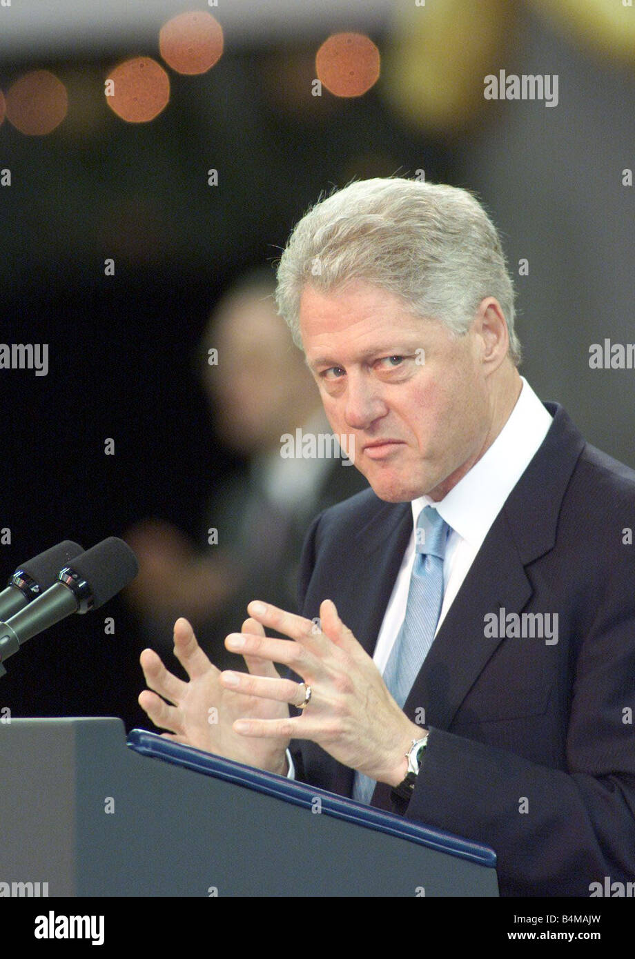 Bill Clinton on stage at the Odyssey Arena in Belfast Stock Photo - Alamy