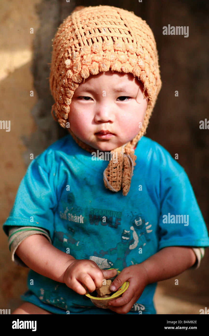 White Hmong child at the village of Pho Bang, Sung La, Vietnam Stock ...
