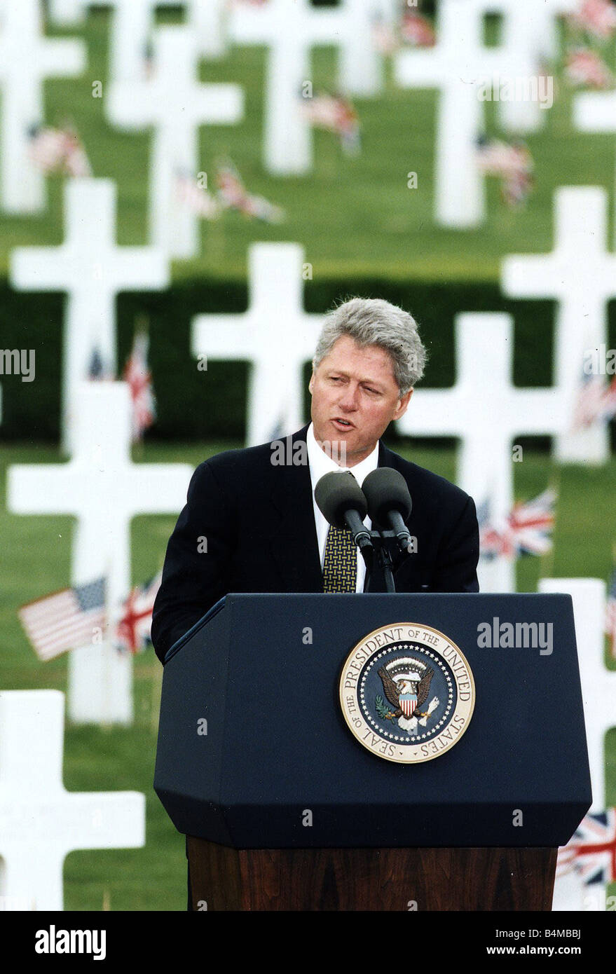 Bill Clinton president of the United States making a speech in a US ...