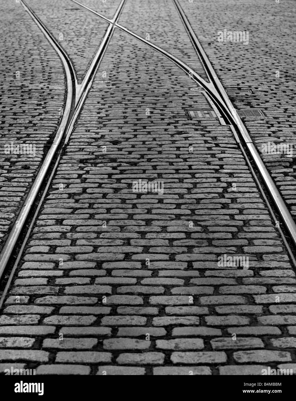 Street road tram trams in Black and White Stock Photos & Images - Alamy