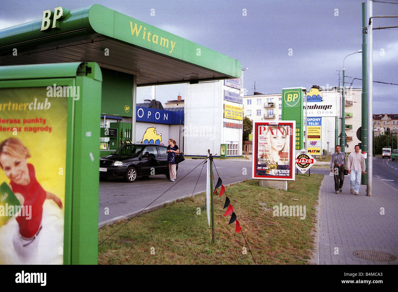 BP petrol station and advertising board, Poznan, Poland Stock Photo - Alamy